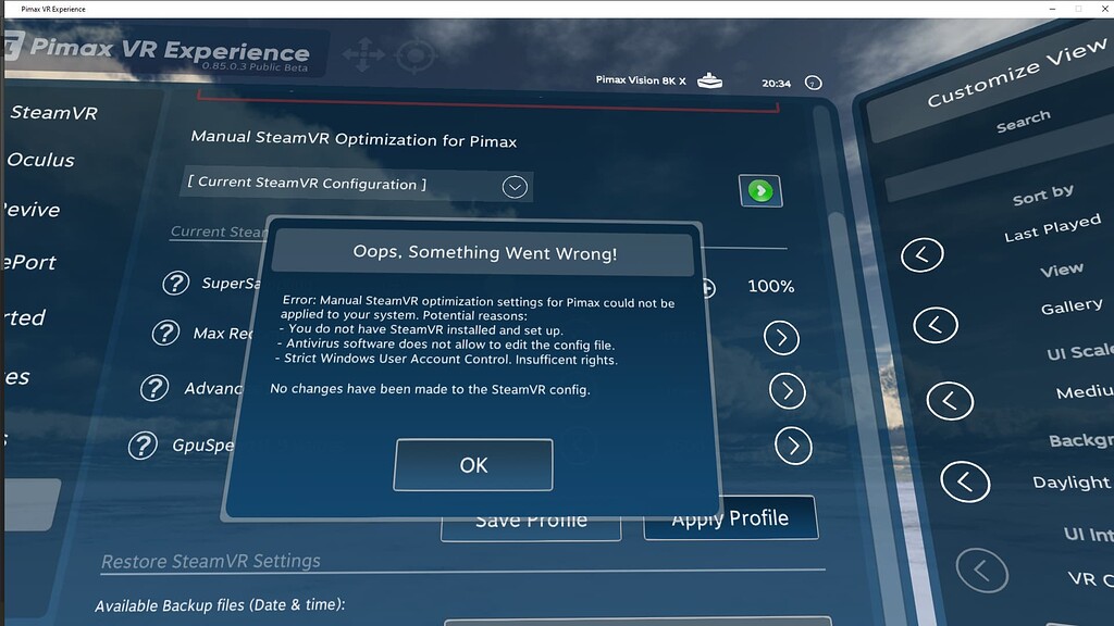Can't change SteamVR Settings in Experience - Discussion - OpenMR ...